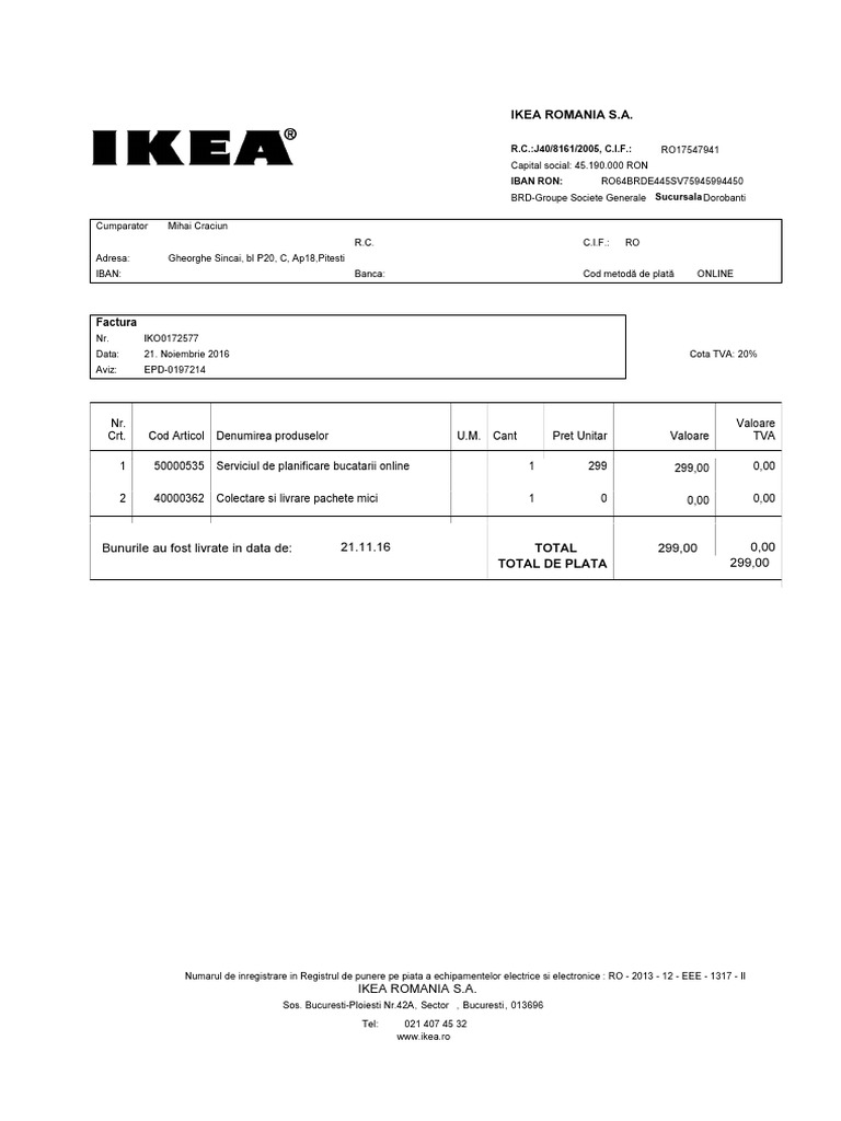 Factura IKEA Comanda #197214 | PDF