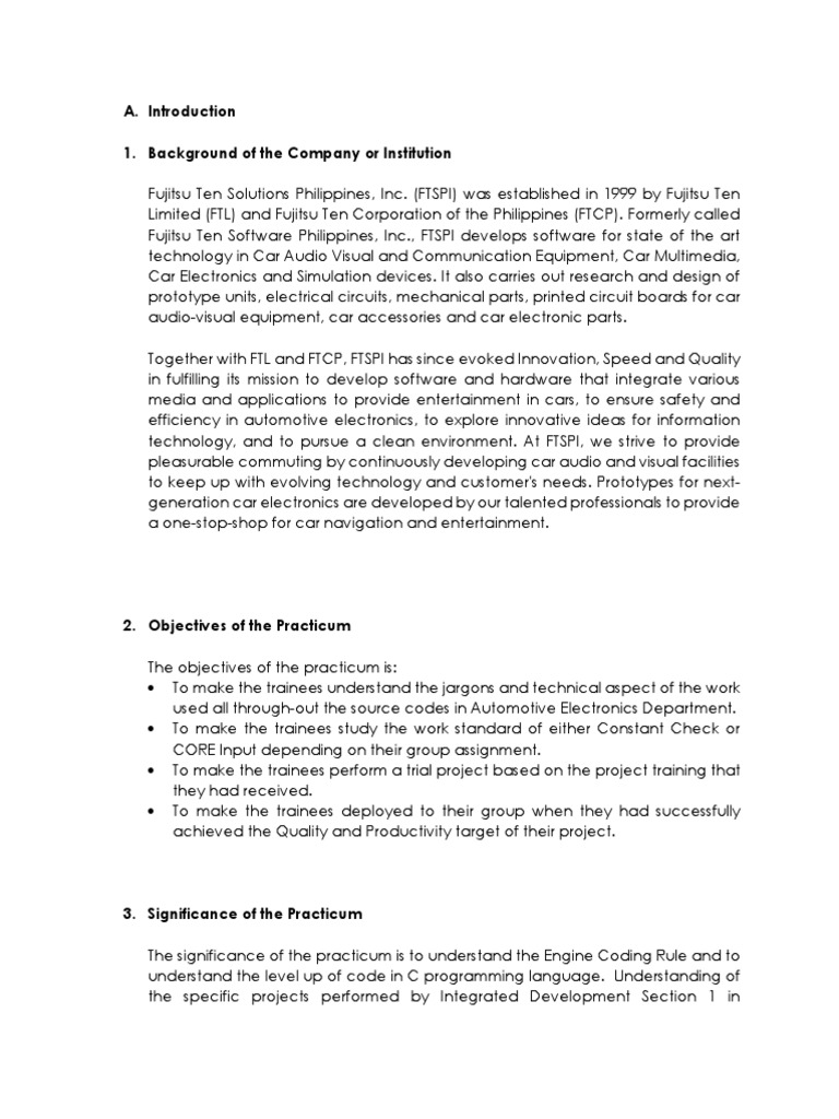 A. Introduction 1. Background of The Company or Institution | PDF ...