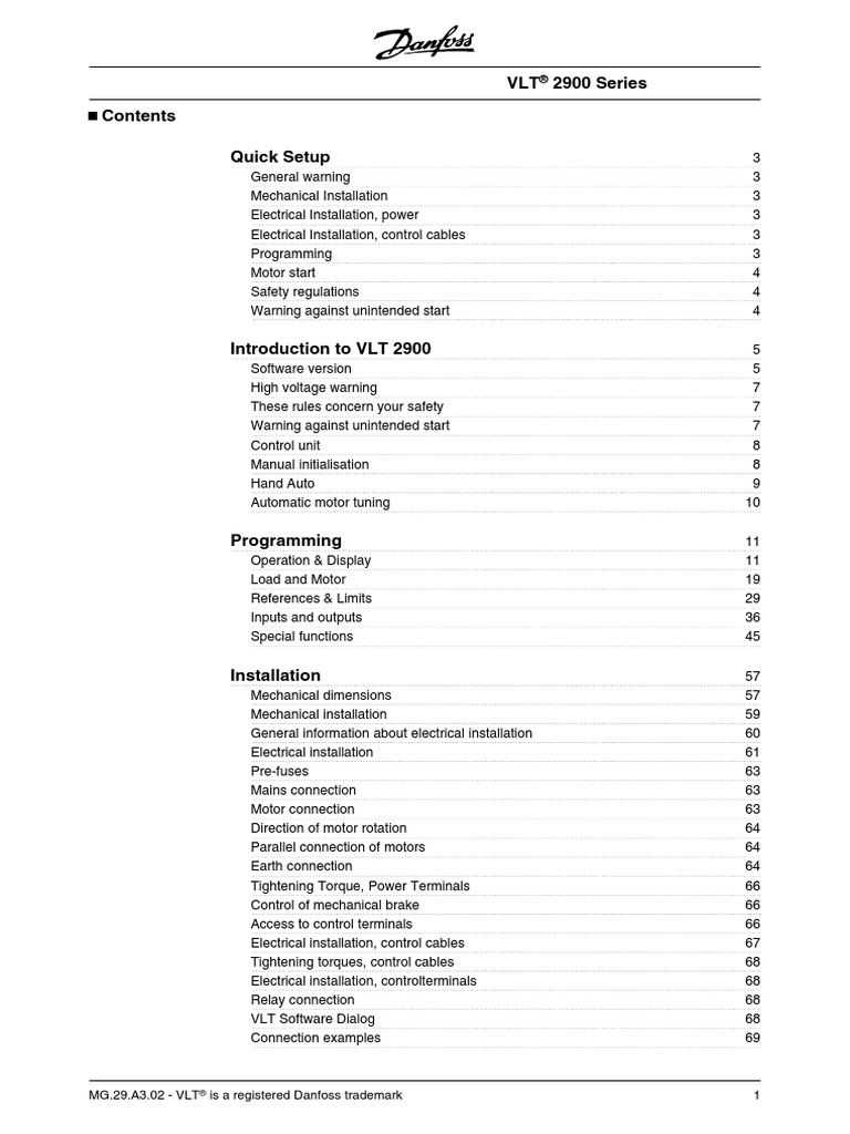 Danfoss VLT 2900 Manual | PDF | Mains Electricity | Parameter (Computer Programming)