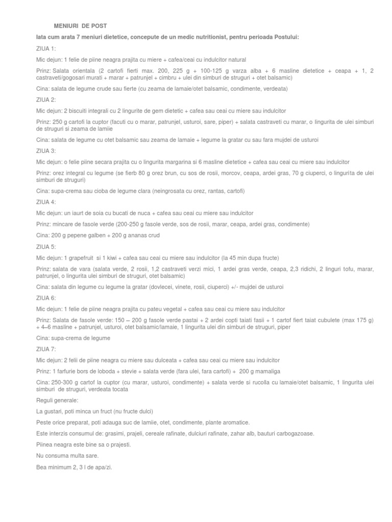 Meniuri de Post | PDF