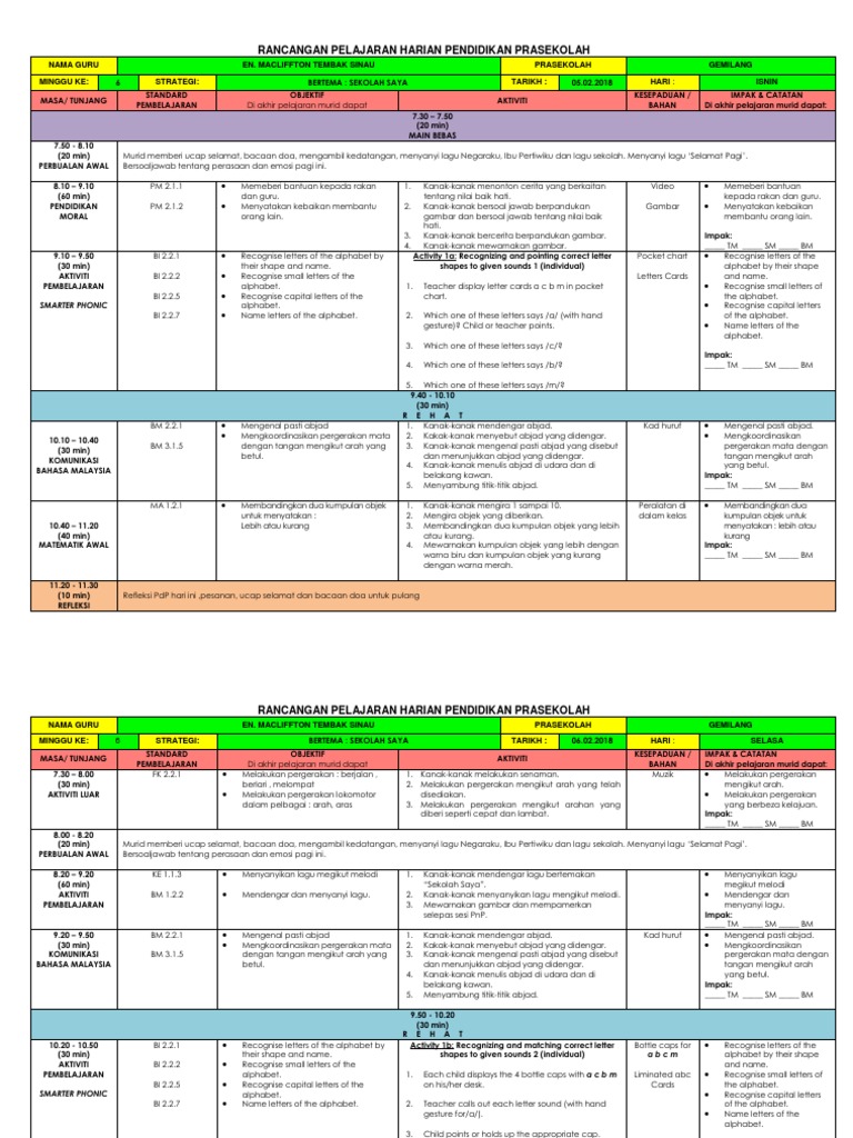 RPH Minggu 6 Tema Sekolah Saya | PDF