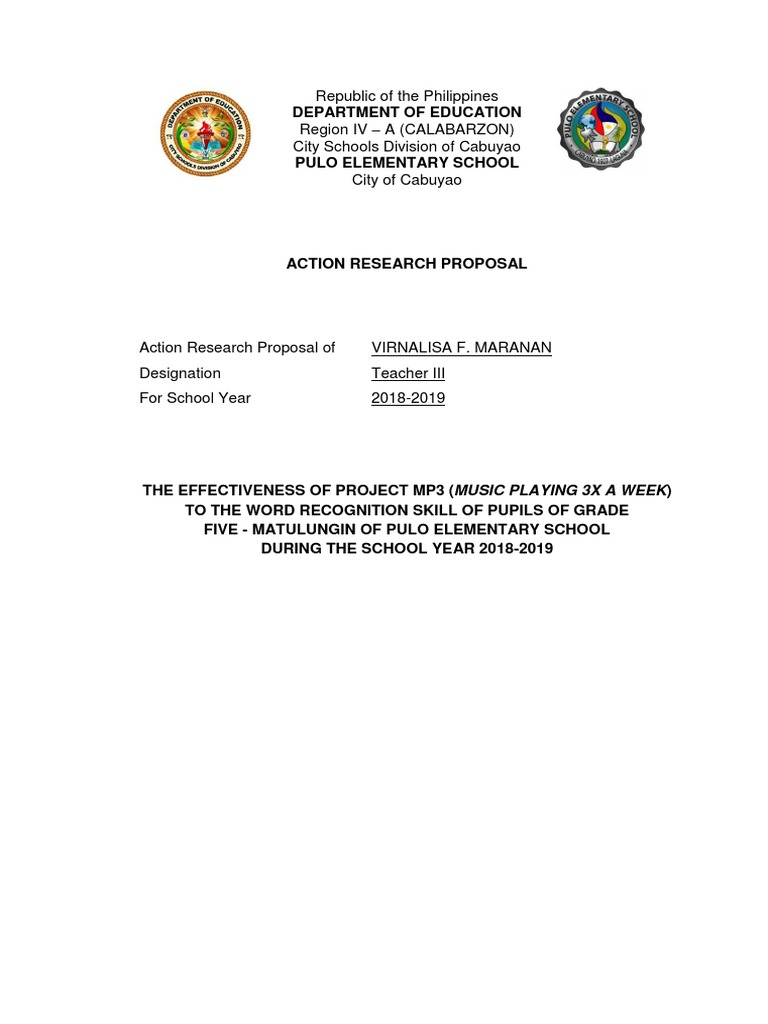 Action Research Proposal Revised 2018 | PDF | Reading Comprehension ...