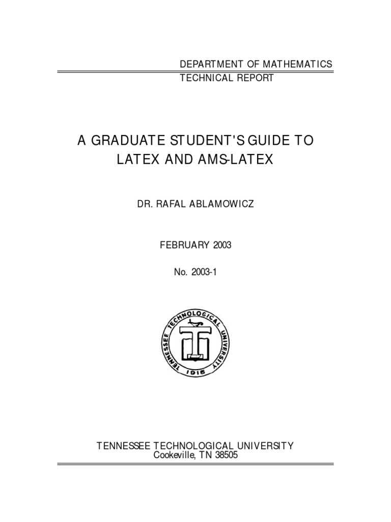 (Ebook) - LaTeX - A Graduate Student Guide To LaTeX and AMS-LaTeX PDF ...