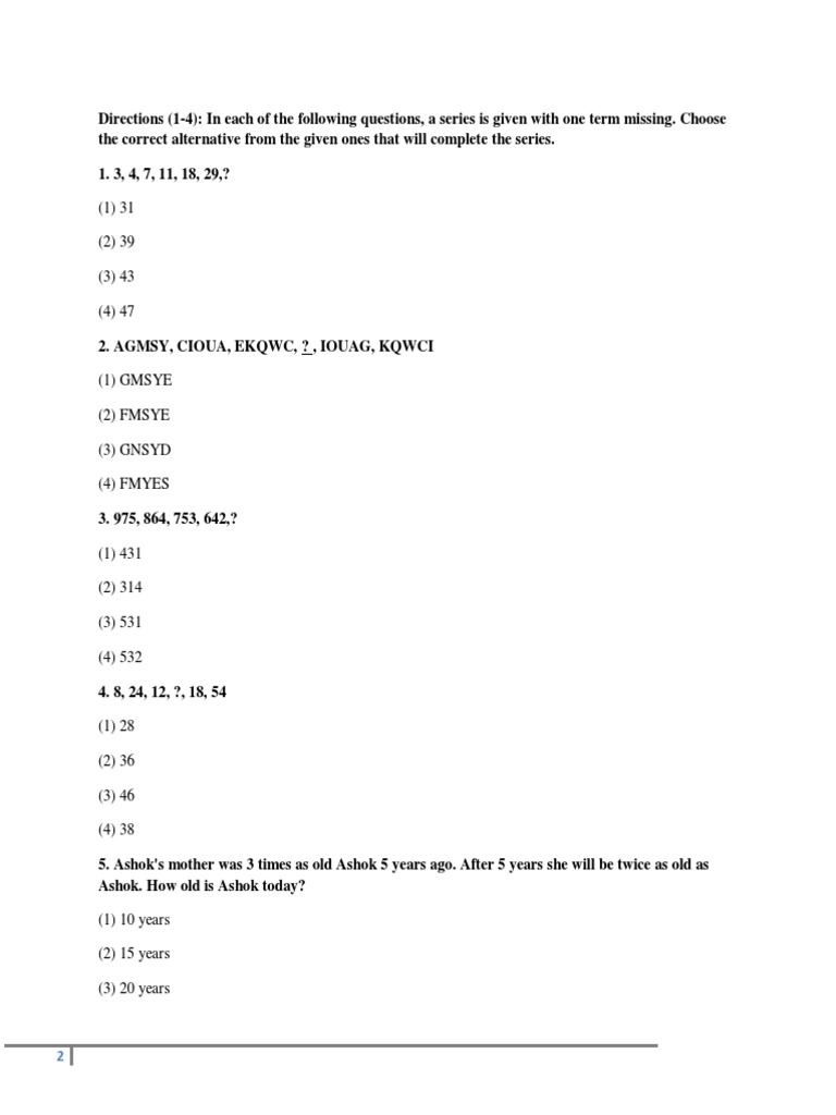 Solved Practice Question Set On General Intelligence & Reasoning For ...