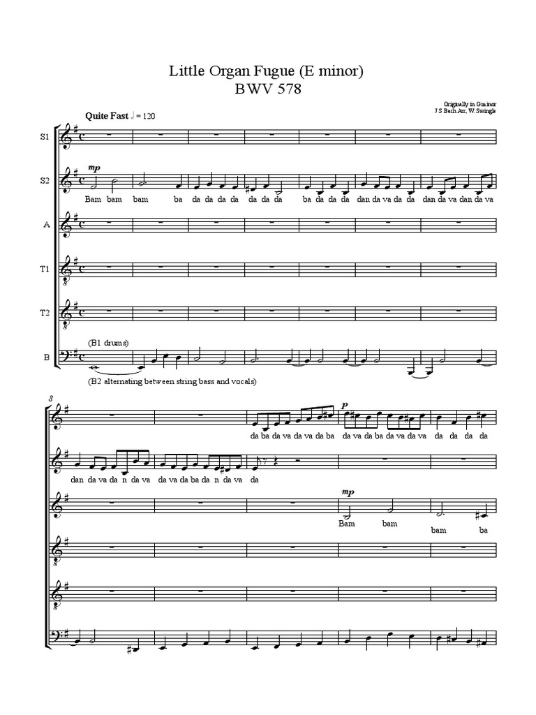 Bach Organ Fugue Score Extract SATB | PDF | Choral Compositions | Bach ...