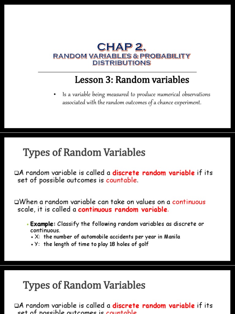 2random-Var Part2 PDF | PDF | Probability Distribution | Random Variable