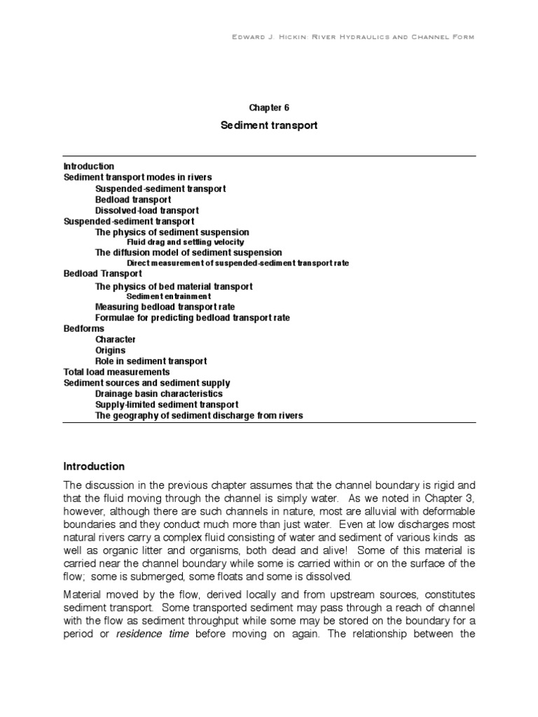 Chapt6 Sediment Transport | PDF | Reynolds Number | Sediment