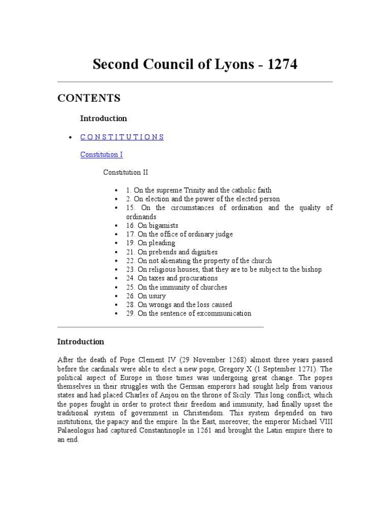 14.second Council of Lyons | PDF | Pope | Catholic Church