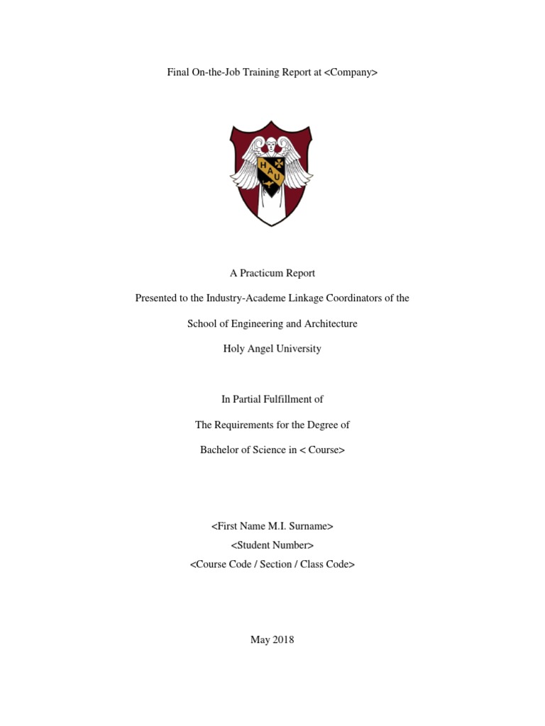 2018 OJT Final Training Report Cover Page Template | PDF