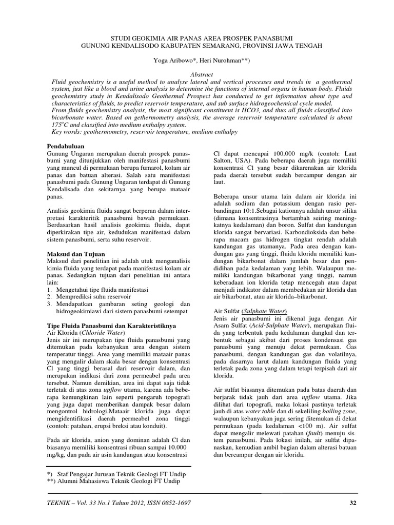 Studi Geokimia Air Panas Area Prospek Panasbumi PDF | PDF