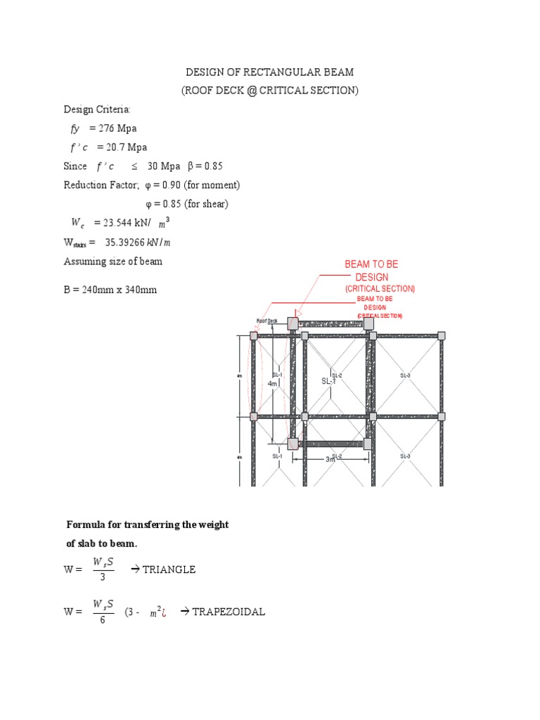 Fy 276 Mpa: Formula For Transferring The Weight of Slab To Beam | PDF | Beam (Structure ...
