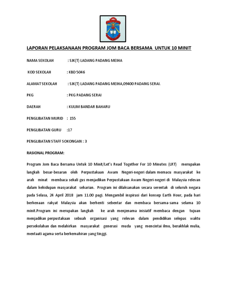Laporan Program Jom Baca Buku 10 Min Pss | PDF