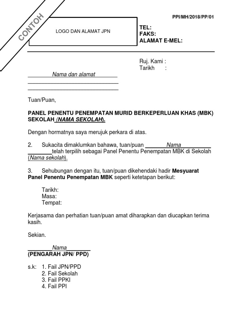 01 Ppi MH 2018 PP 01 Surat-Lantikan-Panel-Penempatan-Mbk | PDF