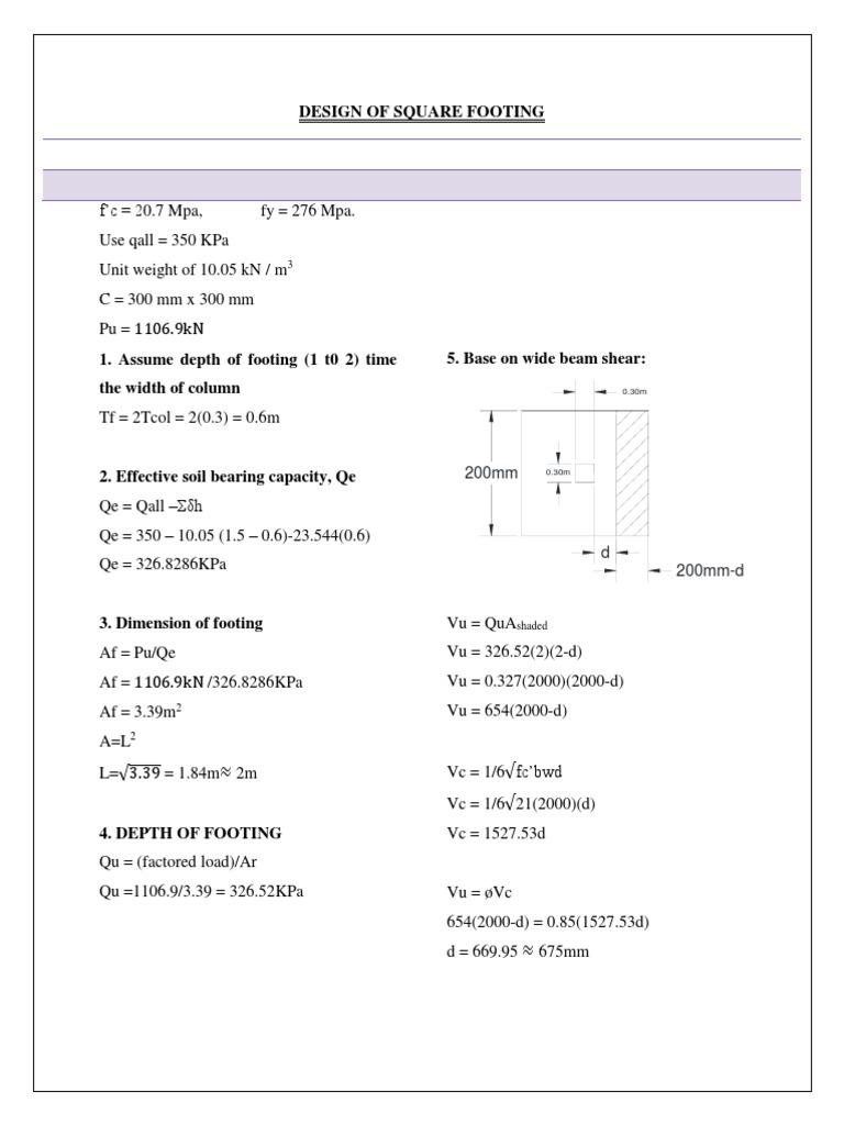 Design of Square Footing | PDF | Applied And Interdisciplinary Physics ...