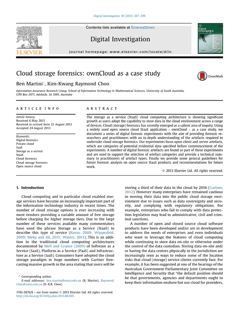 Cloud Storage Forensics - OwnCloud As A Case Study | PDF | Digital ...