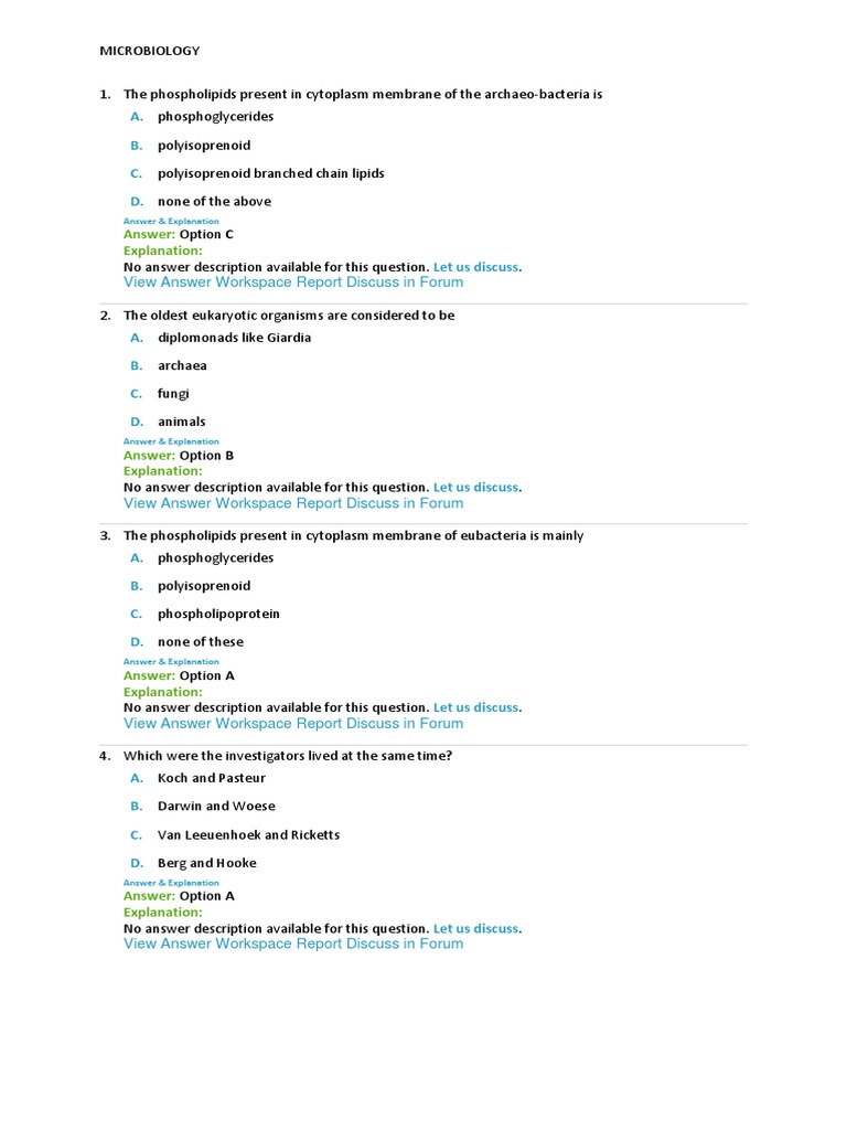 A. B. C. D.: Answer: Explanation | PDF | Eukaryotes | Cell (Biology)