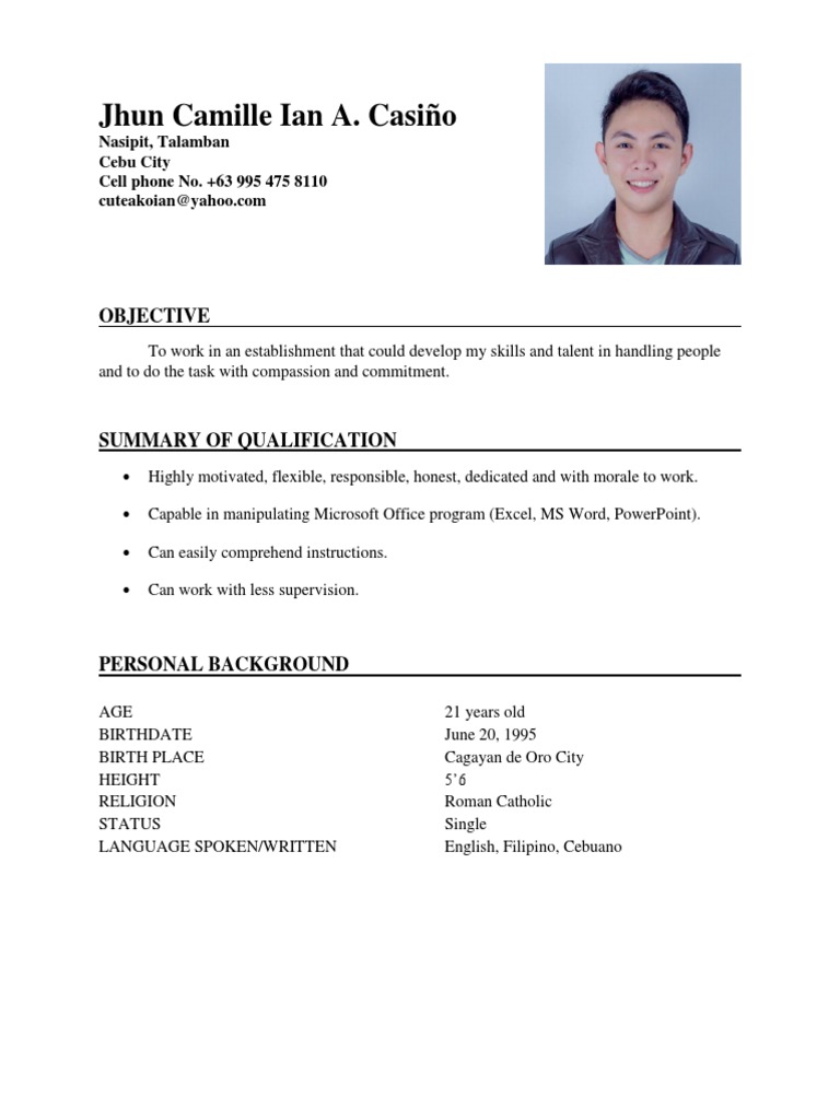 Ian.resume (1) | PDF | Mindanao