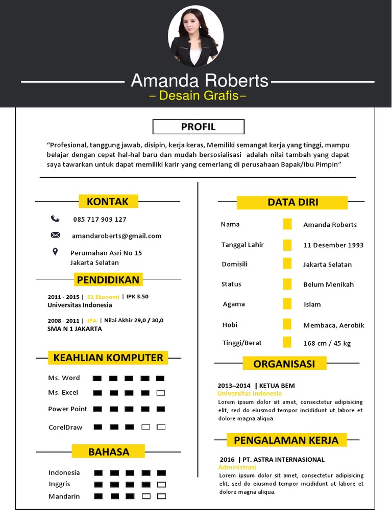 Template CV Desain Modern T0U | PDF
