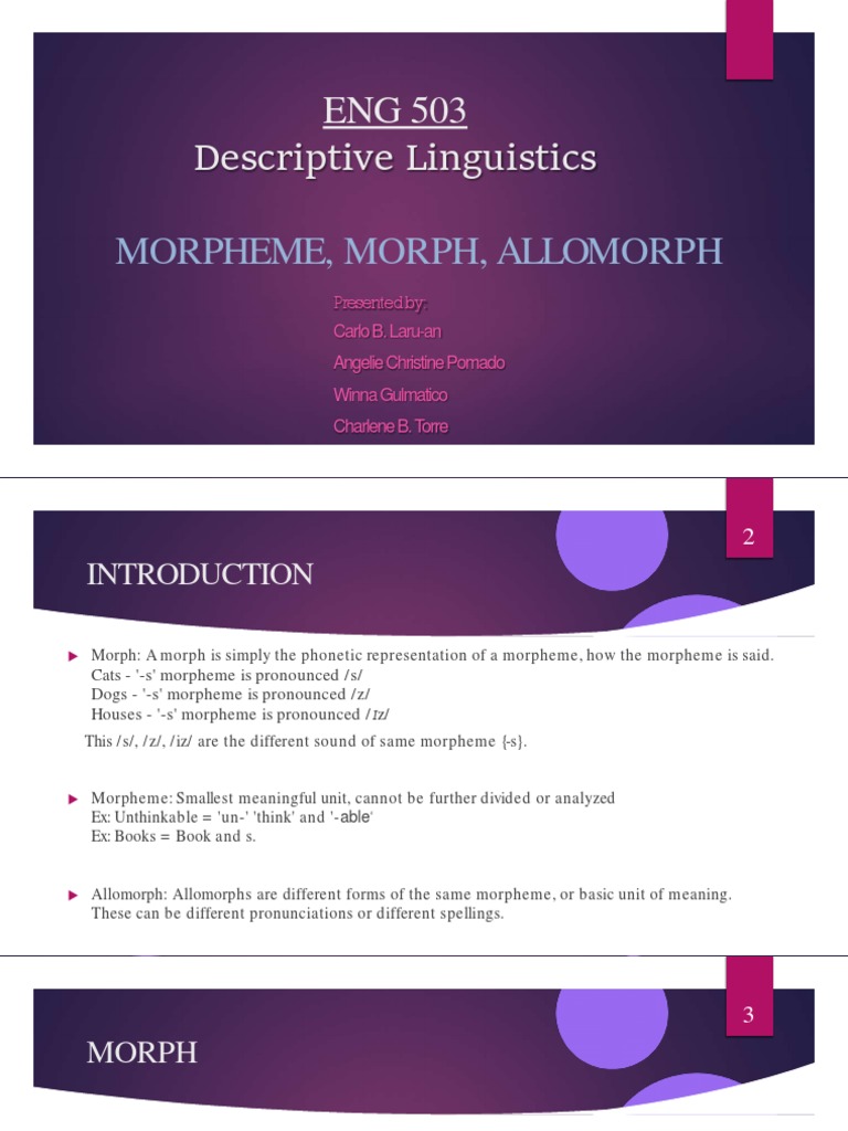 Linguistics: Morphemes & Allomorphs | PDF | Word | Part Of Speech