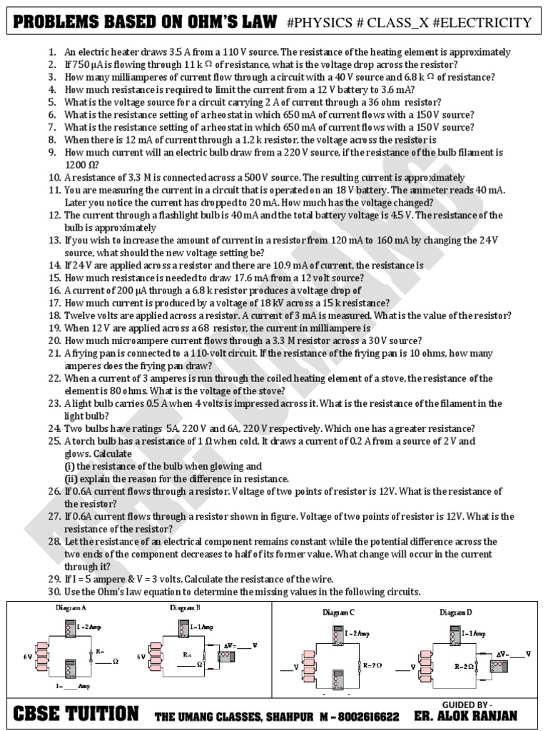Understanding Electricity Through Application of Ohm's Law: 30 Practice ...