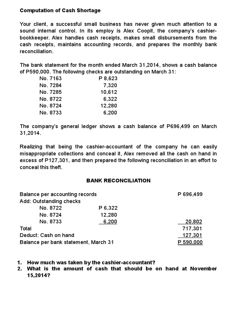 Audit Problems Cash | PDF | Debits And Credits | Cheque