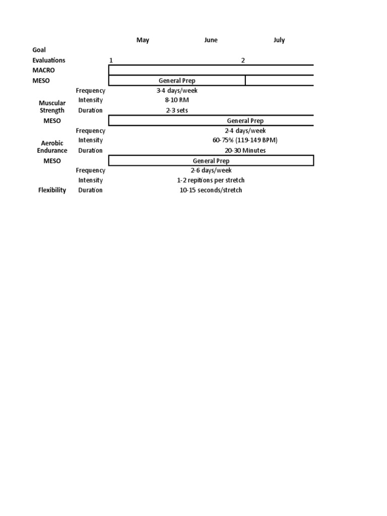 Periodization Program Chart | PDF | Weight Training | Physical Exercise