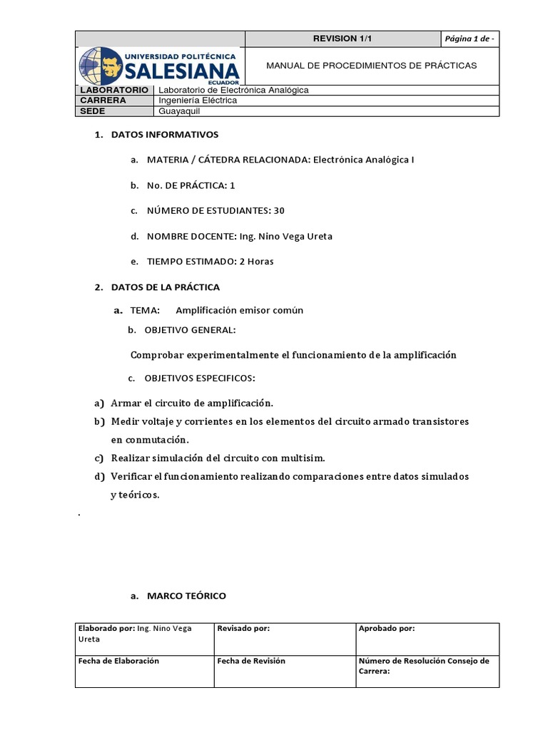 EAI PRACTICA 8 - v1 | PDF | Transistor | Transistor de unión bipolar