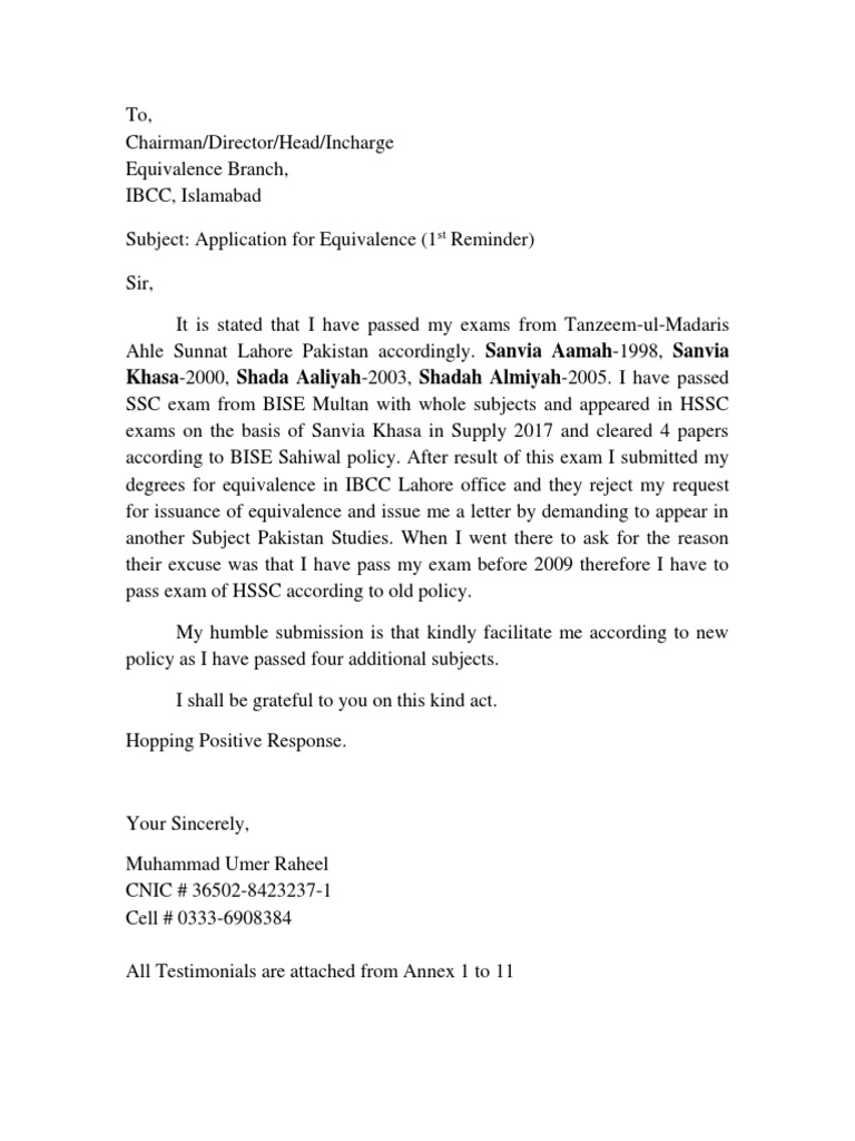 Application For Equivalence IBCC | PDF