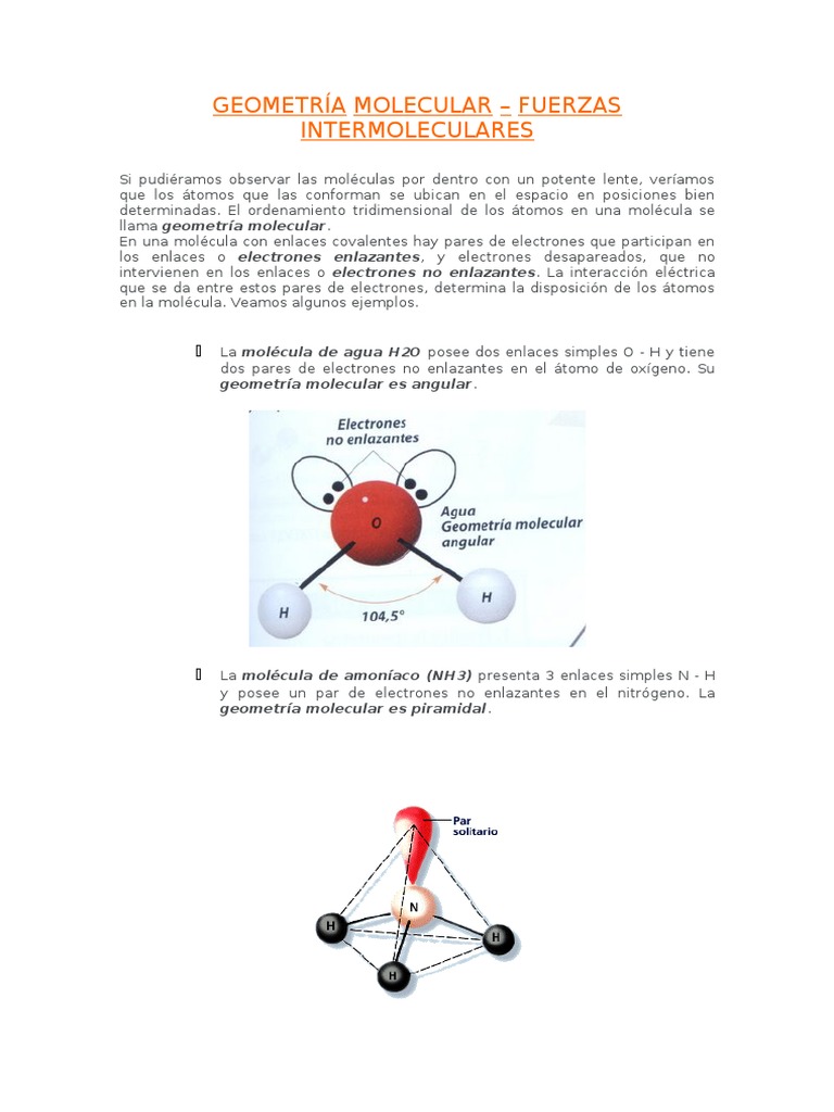 Geometria Molecular y Fuerzas Intermoleculares | Descargar gratis PDF | Polaridad química ...