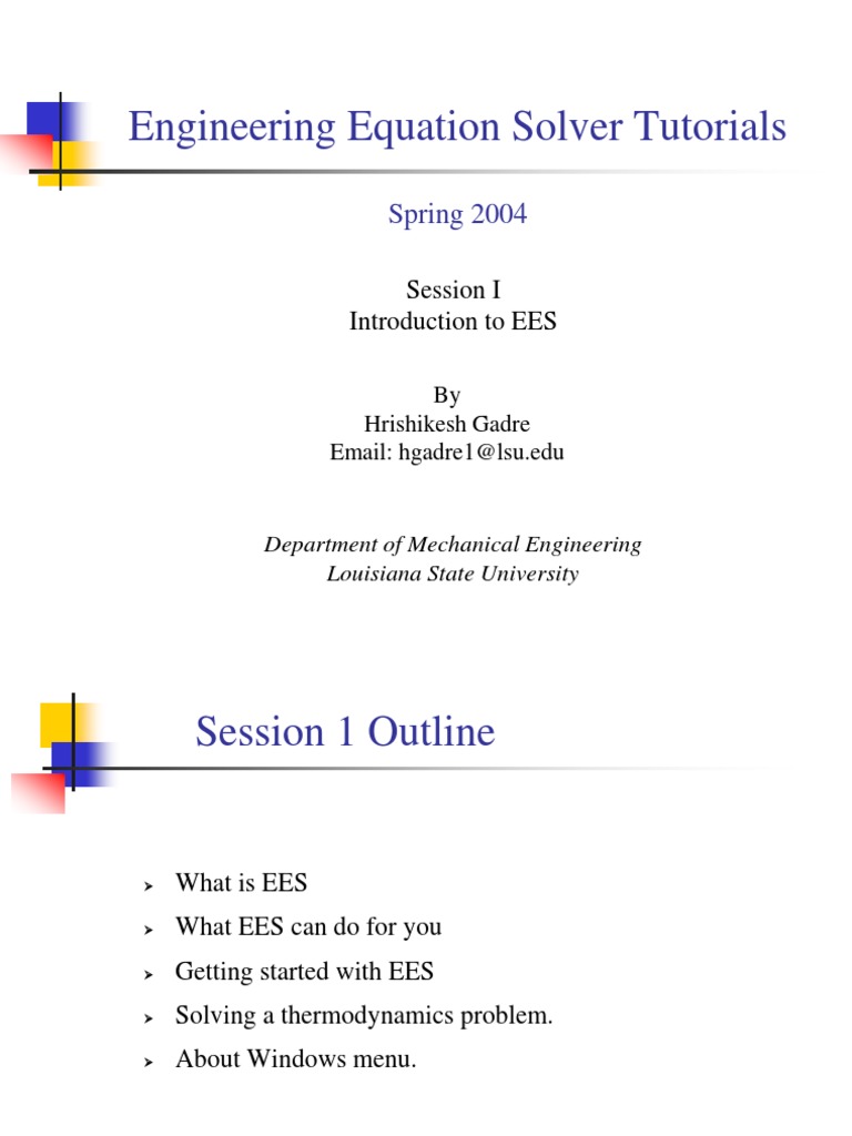 Engineering Equation Solver Tutorials: Spring 2004 | PDF | Equations ...