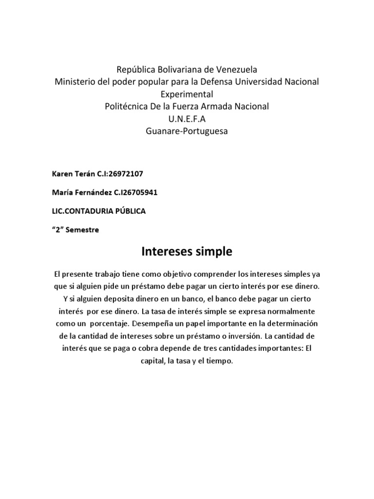 Intereses Simples: Conceptos Clave y Cálculos | PDF | Interés | Bancos