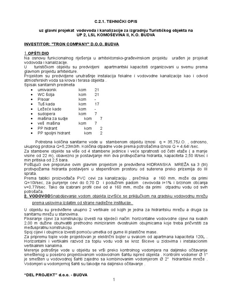 C.2.1.Tehnicki Opis VIK - UP2 | PDF