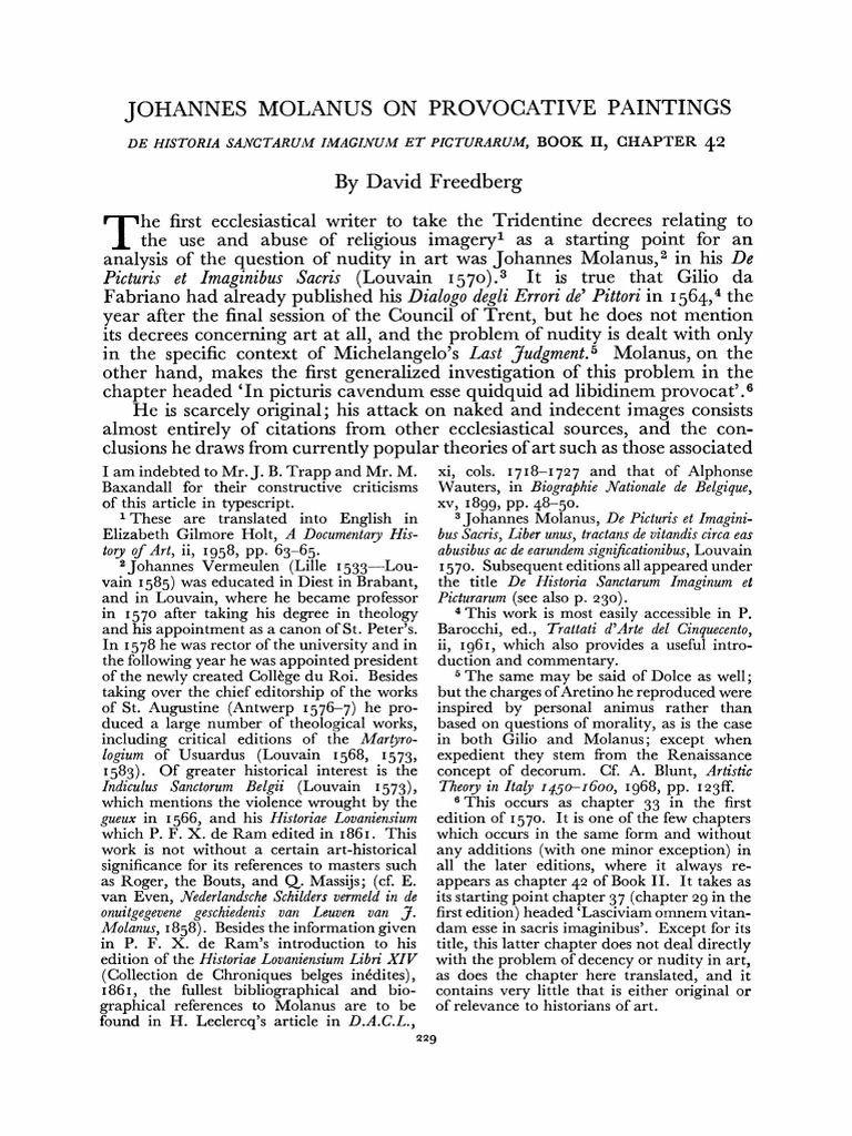 David Freedberg - Johannes Molanus On Provocative Paintings PDF | PDF