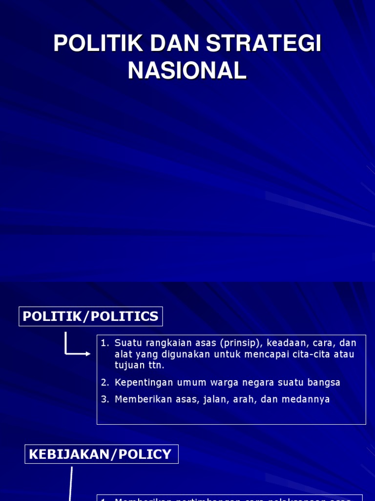 Strategi dan Kebijakan Politik Nasional | PDF