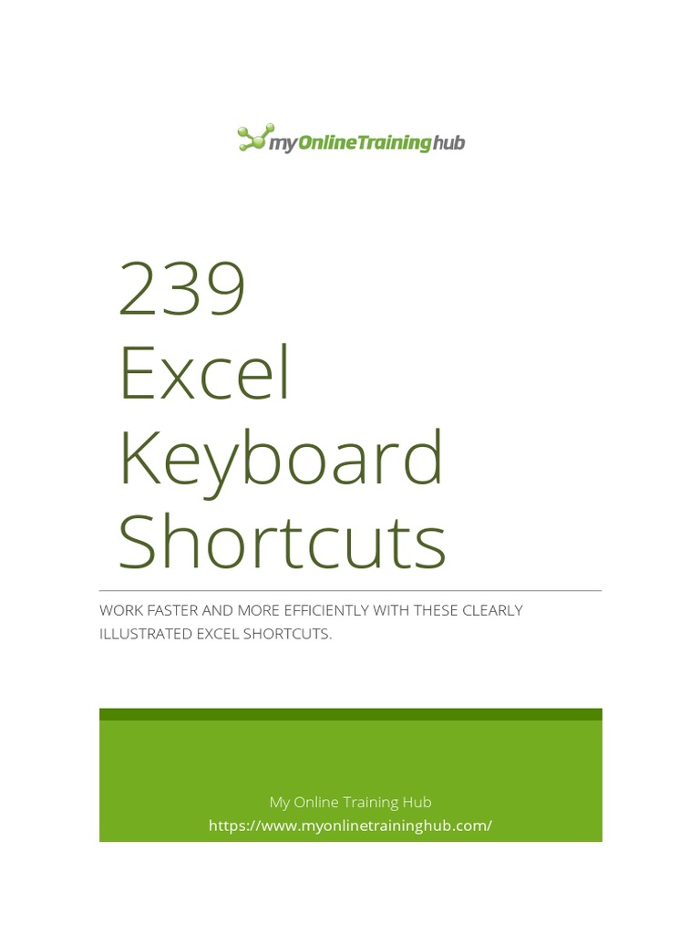 239 Excel Shortcuts For Windows - MyOnlineTrainingHub | PDF | Microsoft ...