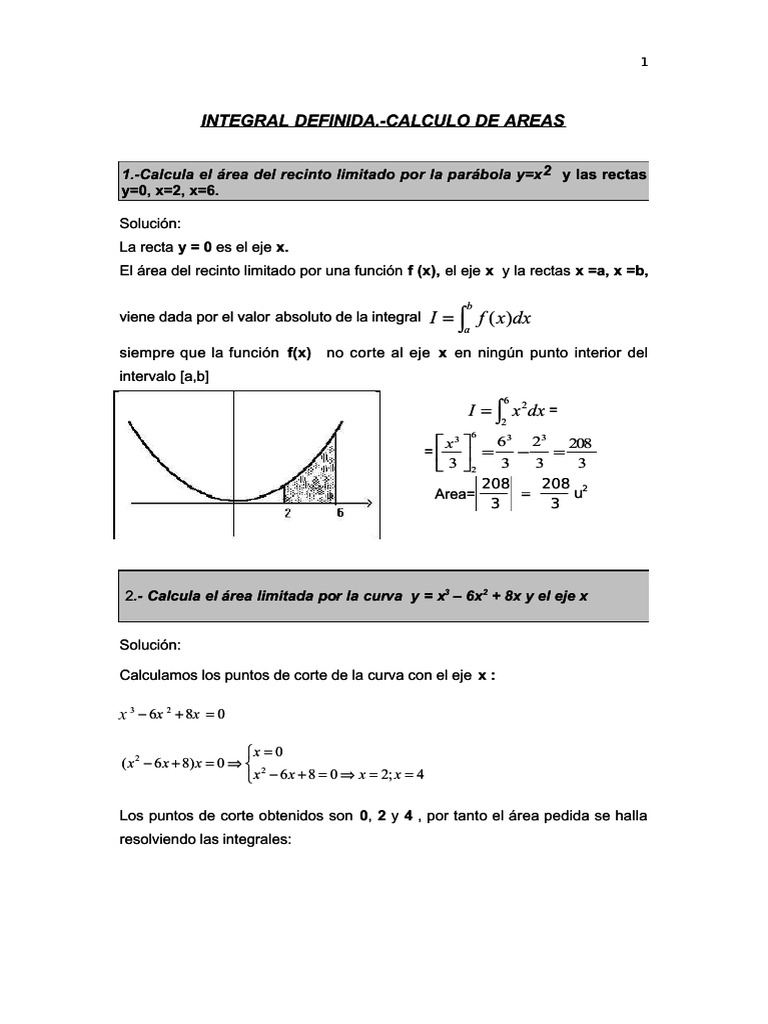 Ejercicios Resueltos para El Calculo de Áreas PDF | PDF | Integral ...
