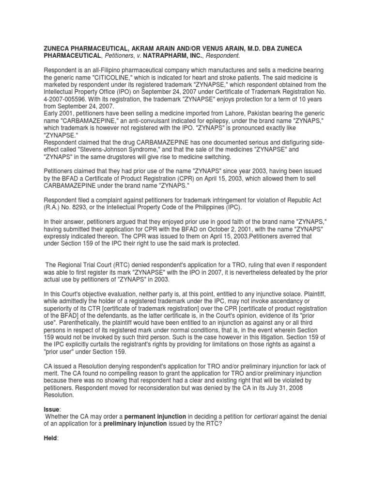 Zuneca Pharmaceutical, Akram Arain And/Or Venus Arain, M.D. Dba Zuneca PHARMACEUTICAL ...