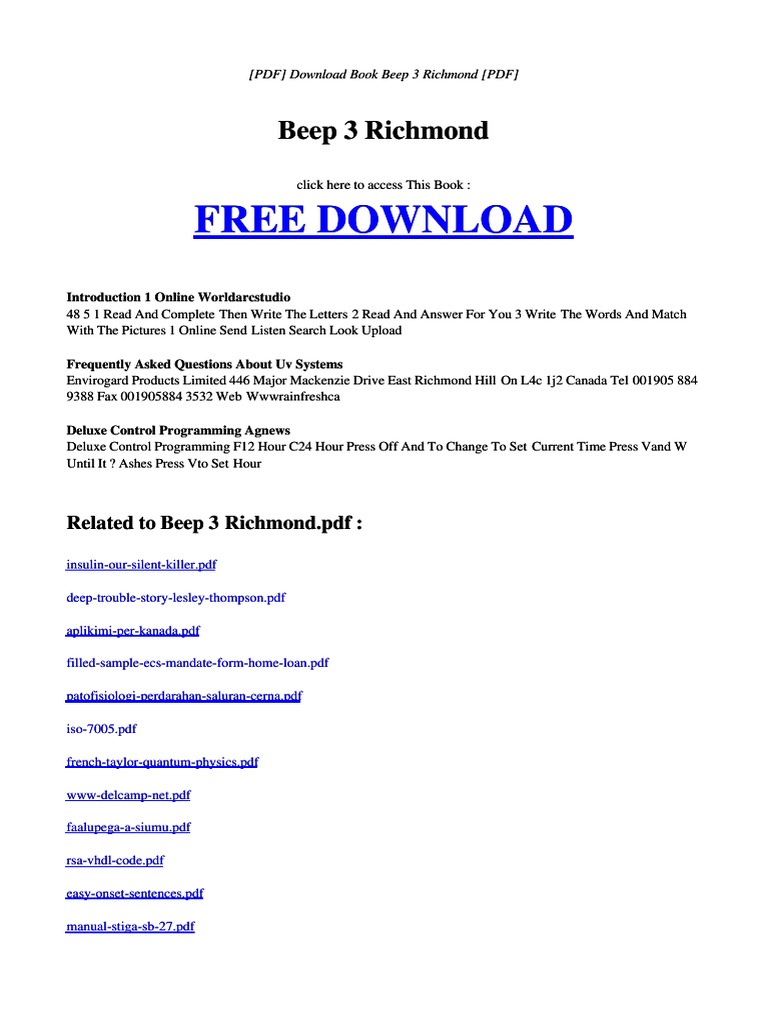 Beep 3 Richmond PDF | PDF
