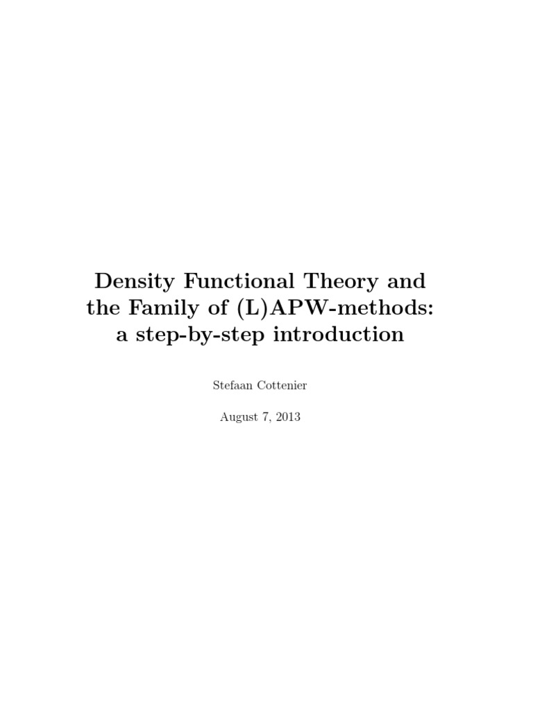 Cottenier DFT and LAPW 2nd | PDF | Density Functional Theory | Hartree ...