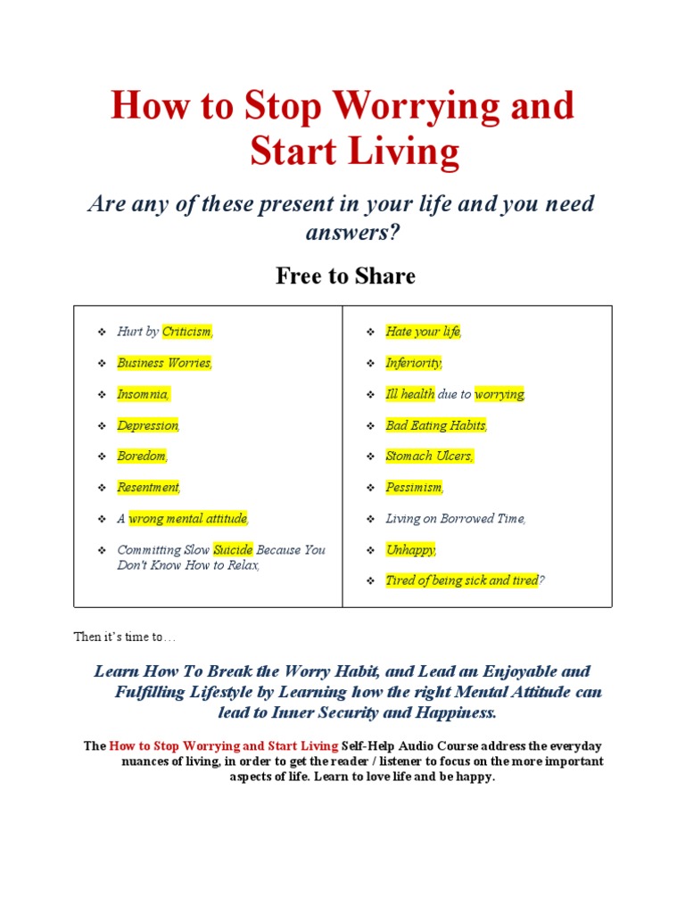 How To Stop Worrying and Start Living 6 | PDF