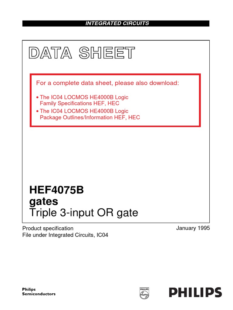 Cmos 4075 Triple or Gate | Download Free PDF | Logic Gate | Digital ...