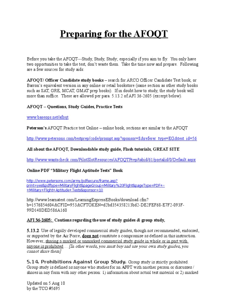 AFOQT Preparation Study Aids | PDF | Test (Assessment) | Communication