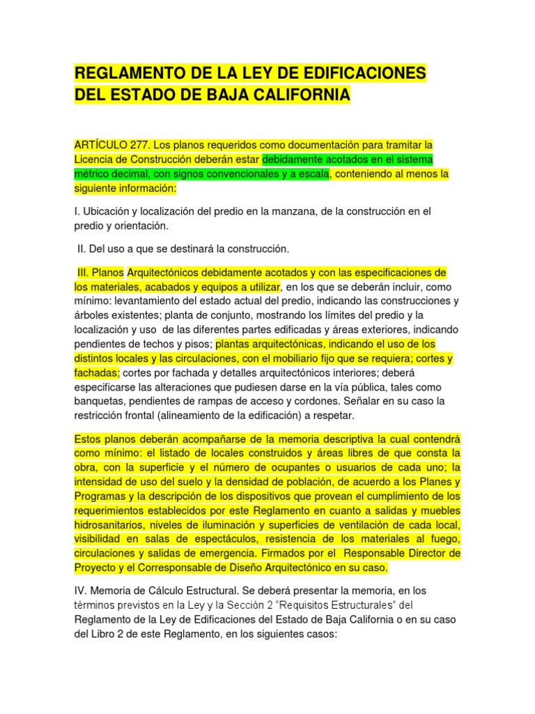 Reglamento de La Ley de Edificaciones Del Estado de Baja California | PDF | Fundación ...