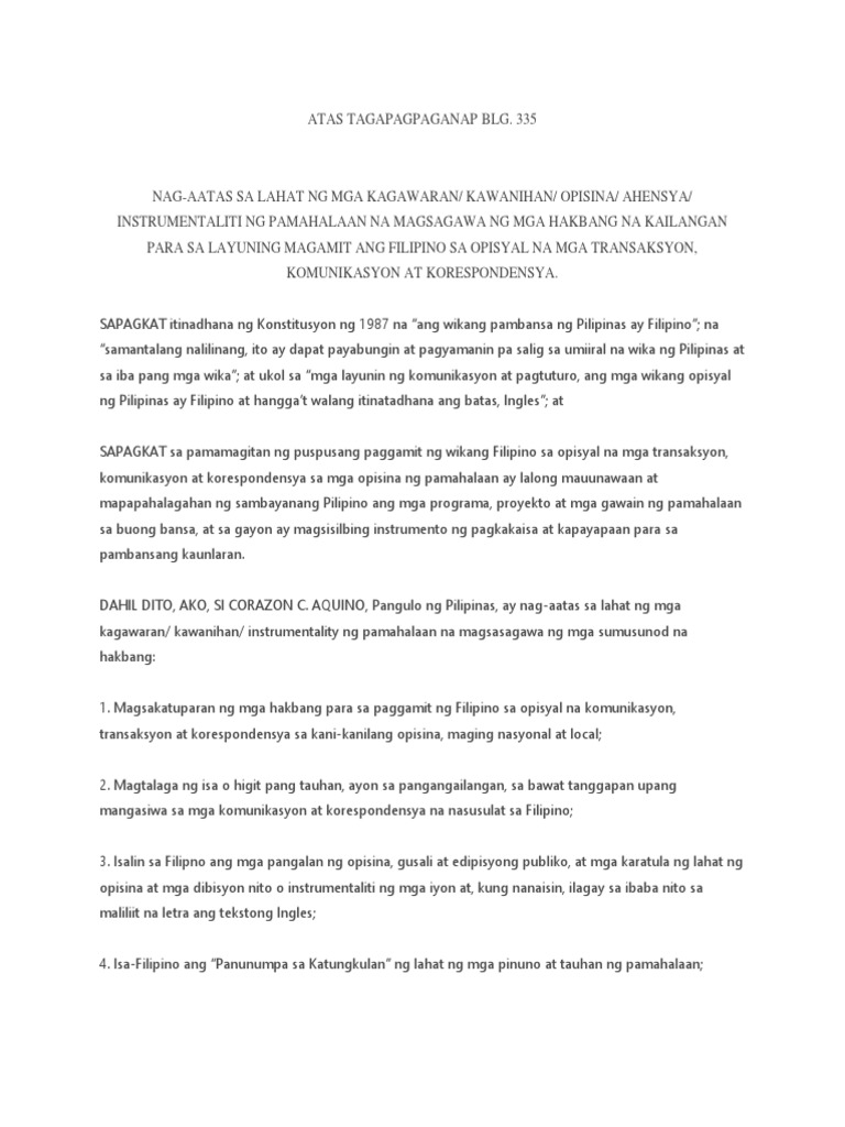 Atas Tagapagpaganap BLG 335 | PDF