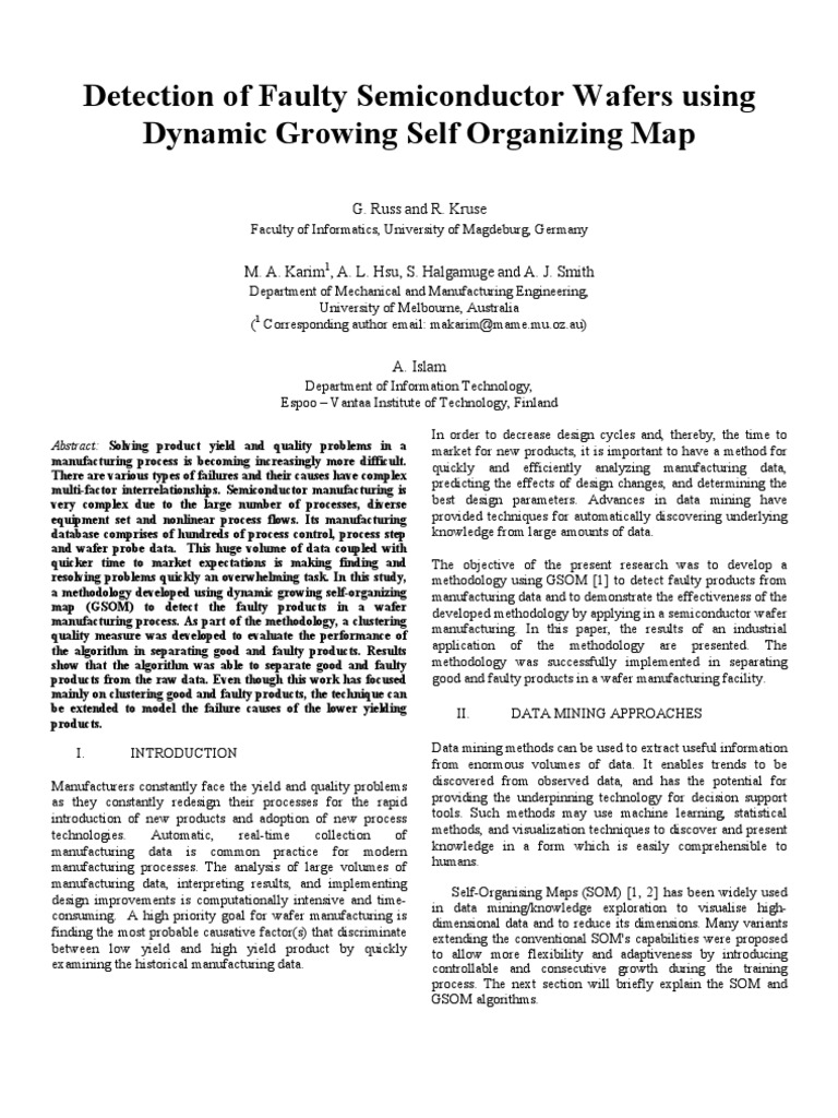 Detection of Faulty Semiconductor Wafers Using Dynamic Growing Self Organizing Map | PDF ...