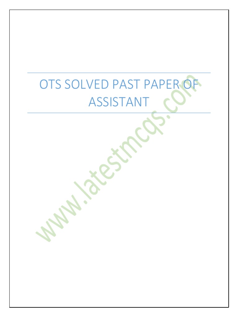 Ots Solved Past Paper of Assistant | PDF
