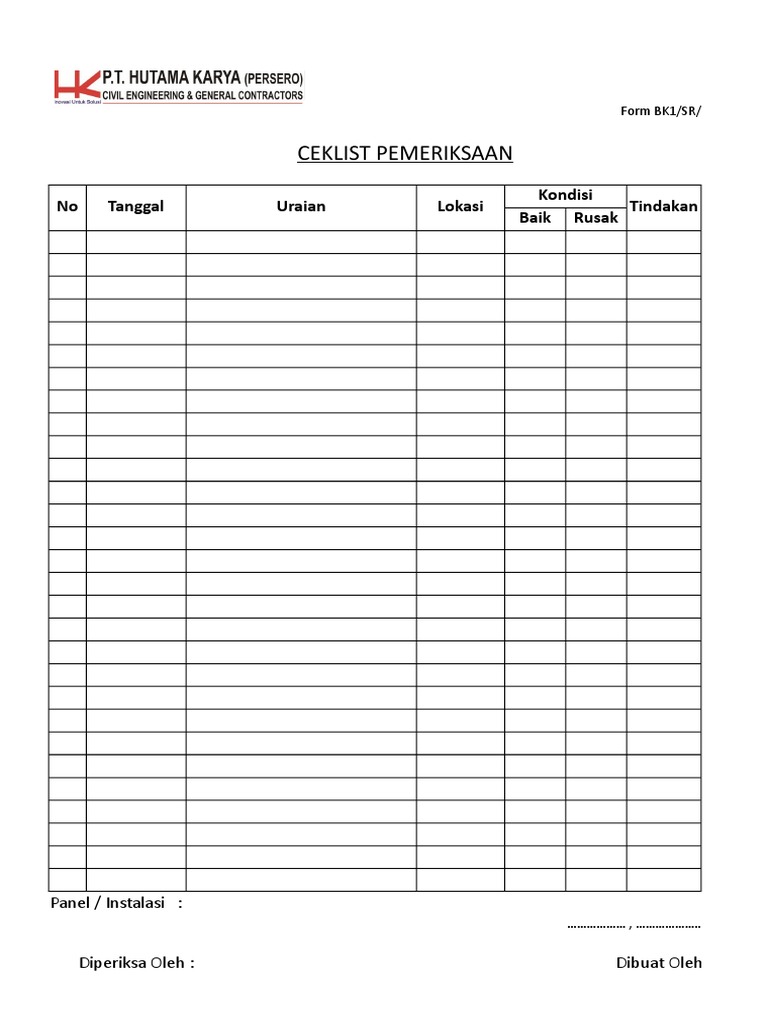 Checklist Pemeriksaan Kendaraan | PDF