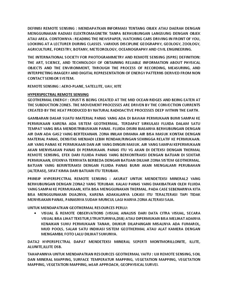 "Remote Sensing & Geothermal" | PDF | Sains & Matematika