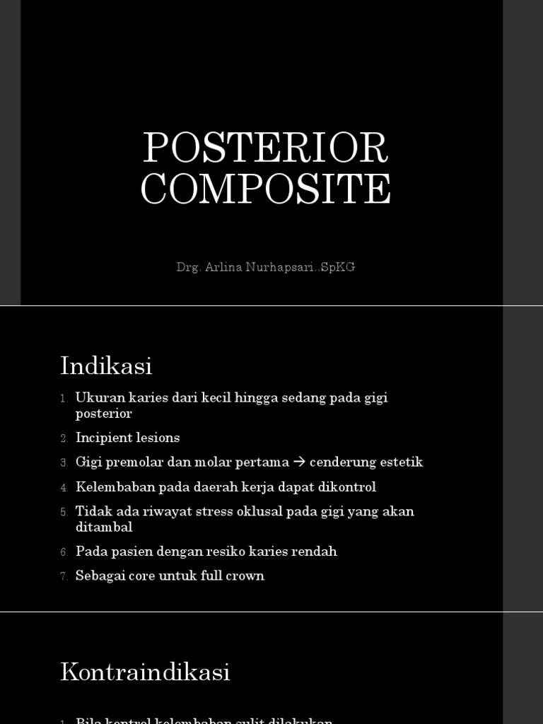 Restorasi Posterior Komposit: Panduan Lengkap | PDF
