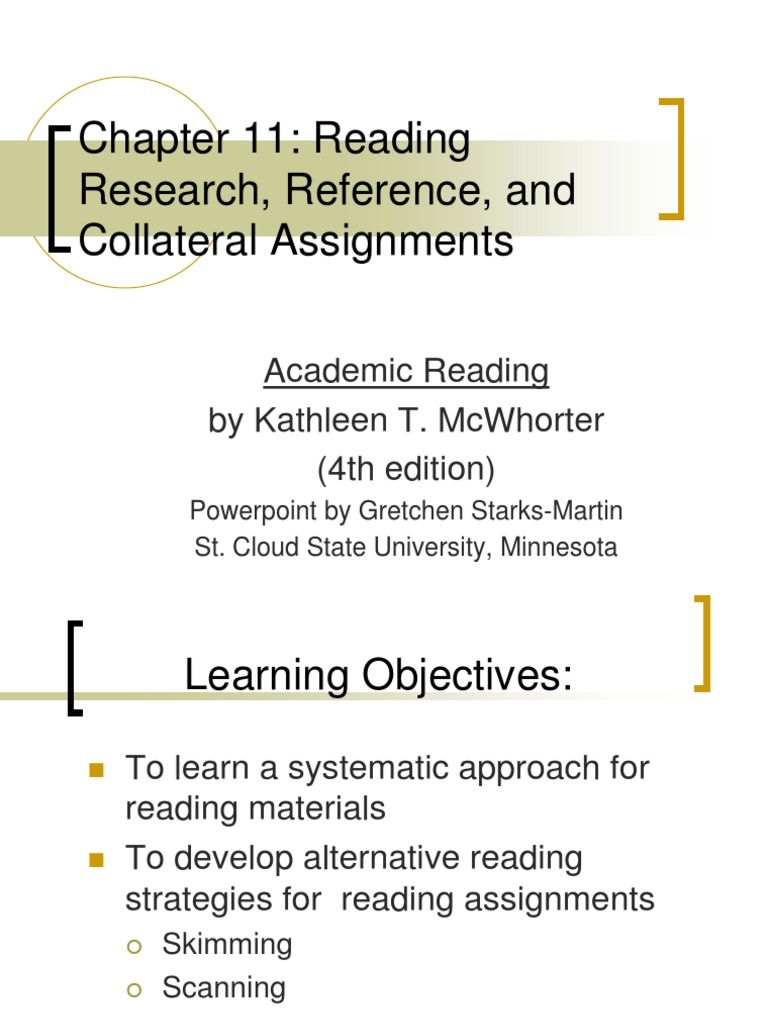 Chapter 11: Reading Research, Reference, and Collateral Assignments ...